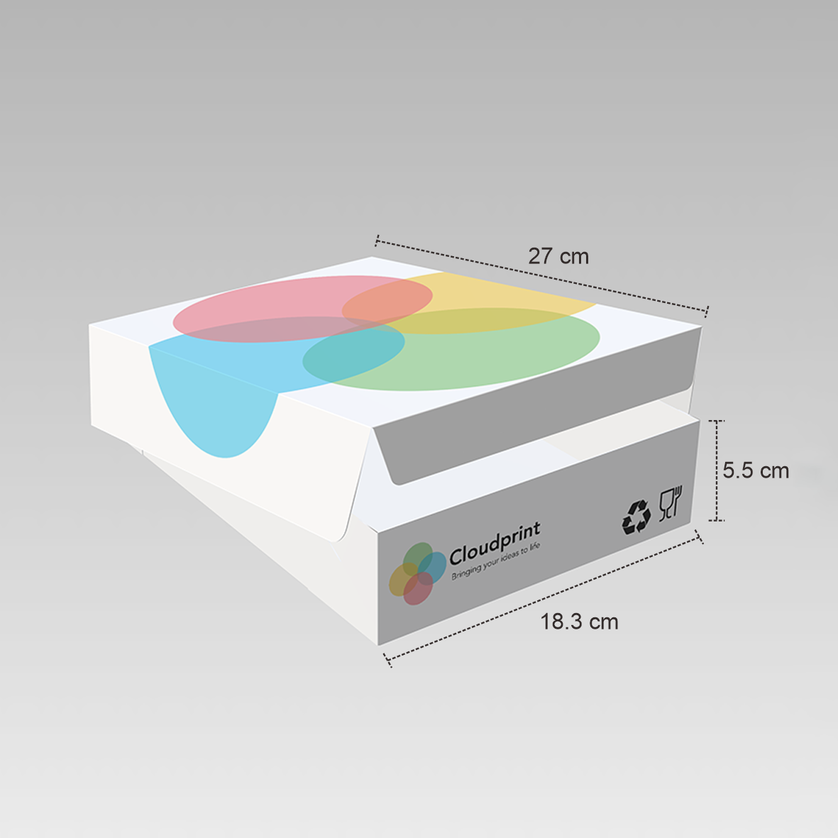 Bread Box / Donut Box (1/2 Lusin) - (18,3 x 27 x 5,5 cm) - Cloudprint.co.id